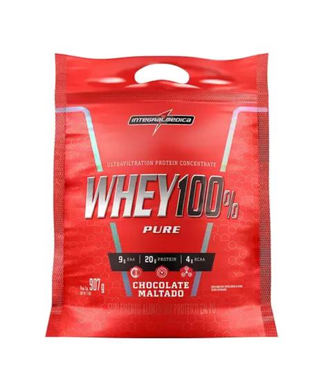 Whey Protein 100% Pure 900g Refil Chocolate Maltado - IntegralMedica - Whey Protein - Magazine Luiza