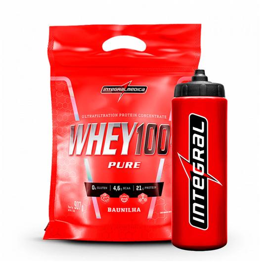 Whey Protein 100% Pure 907g Integralmédica - Refil + Squeeze 800ml - Integralmedica - Whey ...