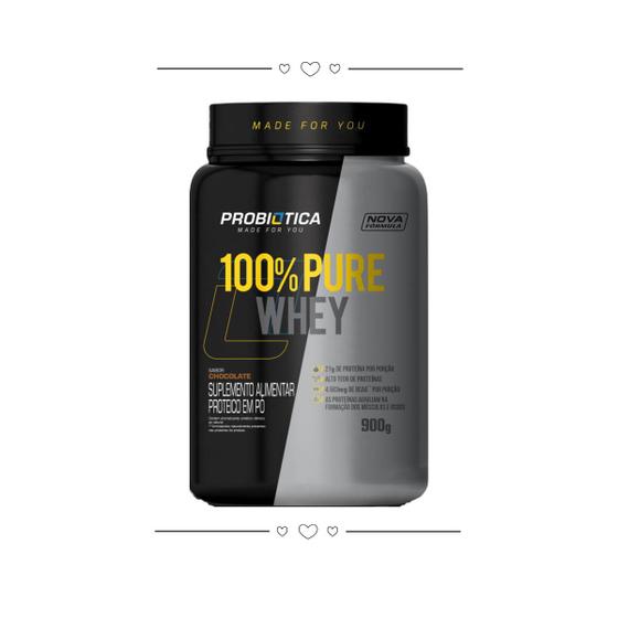 Whey Protein 100 Pure Sabor Baunilha Pote 900g Probiotica Whey