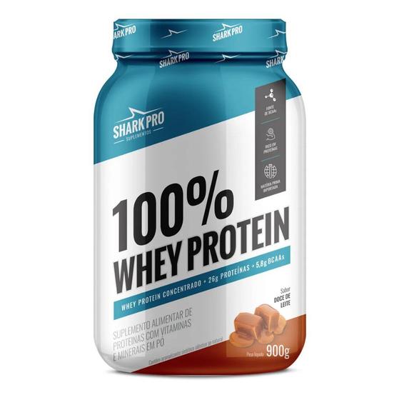 Whey Protein 100% Whey Pote 900g Sabor Doce De Leite Shark Pro - Whey ...