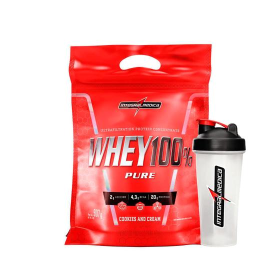 Whey Protein Concentrado 100 Pure 900g - Integralmedica + Coqueleteira ...