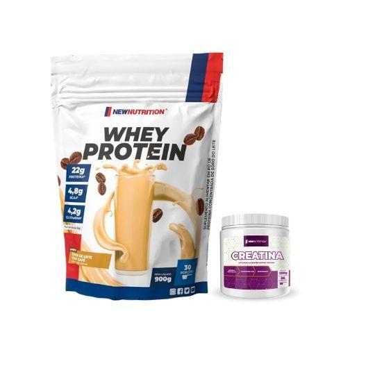 Whey Protein Concentrado 900g + creatina 100g New Nutrition - Kit de ...
