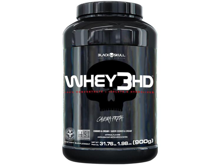 Whey Protein Concentrado Hidrolisado Isolado - Black Skull 3 HD 900g Cookies & Cream - Whey ...
