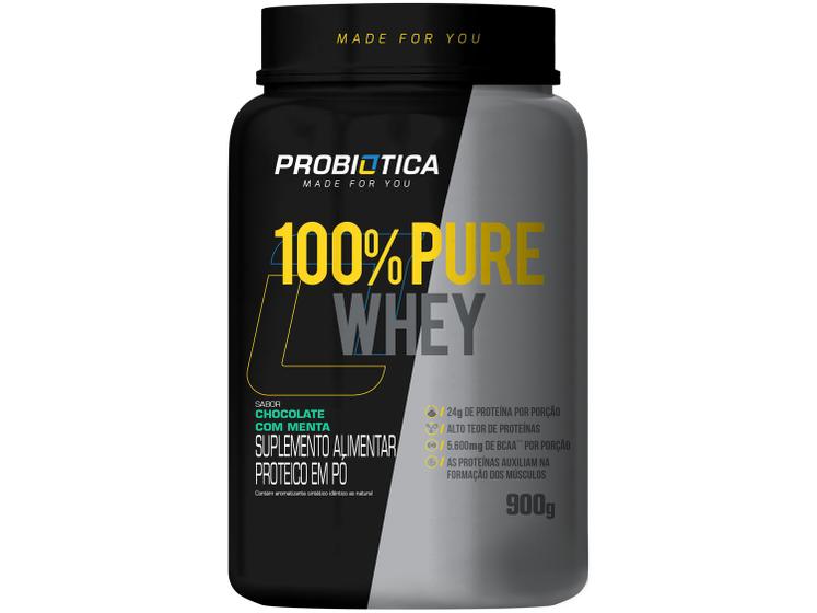 Whey Protein Concentrado Probiótica 100% Pure Whey - 900g Chocolate com ...