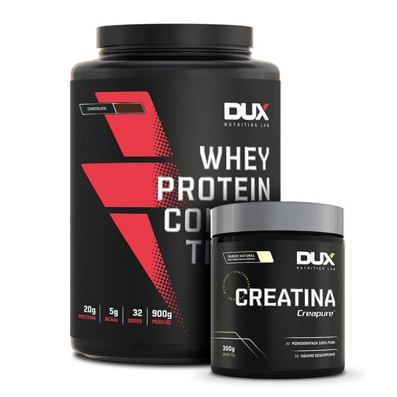 Whey Protein Concentrado Sem Sabor 900g Creatina 300g Dux Dux