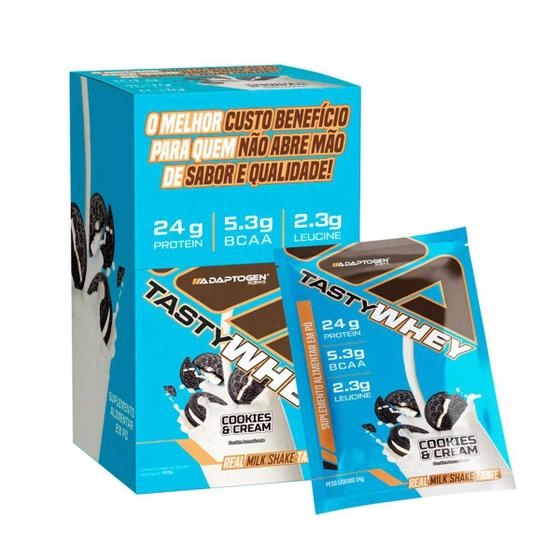 Whey Protein Em Sachê Tasty Whey Sabor Cookies Cream Caixa - Adaptogen ...