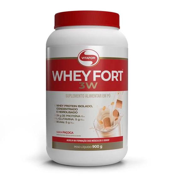 Whey Protein Isolado e Hidrolisado Fort Vitafor 3W Sabor Paçoca com ...