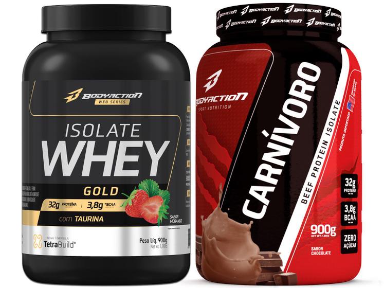 Whey Protein Isolado Hidrolisado Isolate Gold 900g + Proteína da Carne ...