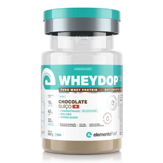 Wheydop 3W Elemento Puro Whey Protein Concentrado, Isolado e Hidrolisado Pote 900g - Whey ...