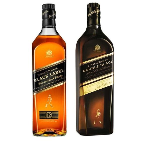 Whisky Kit Jhonnie Walker - Black Label 1L + Double Black 1L - Whisky ...