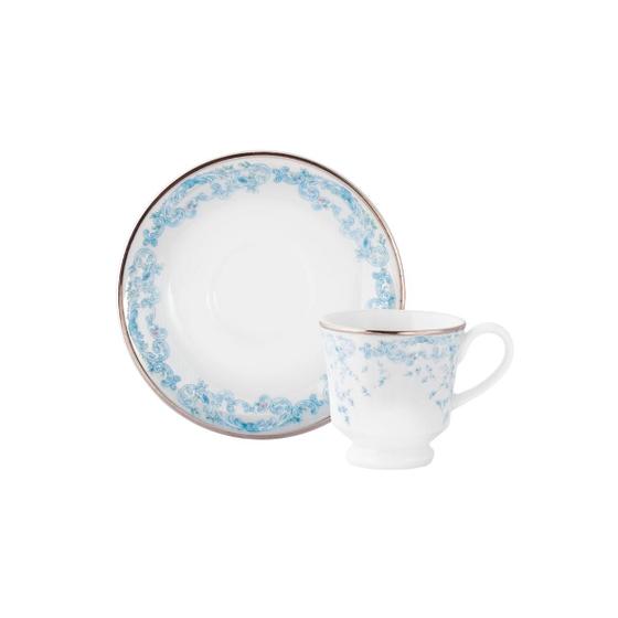 Xicara Café com Pires 60ml Porcelana Schmidt - Dec. Sensile Blu 2424 ...