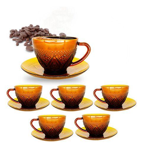 Xicara Cha Amber Coracao 200 Ml 12pcs (Com Pires) - 123Útil - Xícaras ...