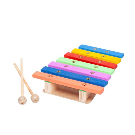 Xilofone Lira Instrumento Musical Infantil em Mdf Montessori Colorido ...