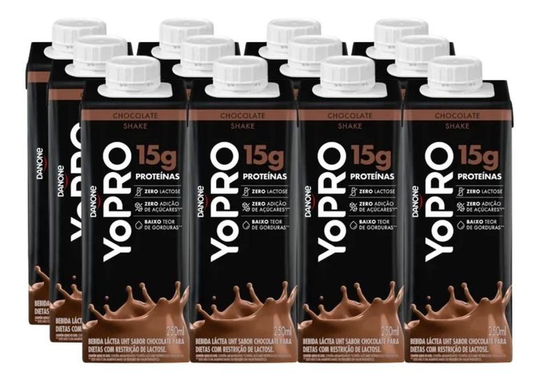 Yopro Danone Chocolate 15g Proteína Whey 250ml - 12 Unidades - Bebida ...