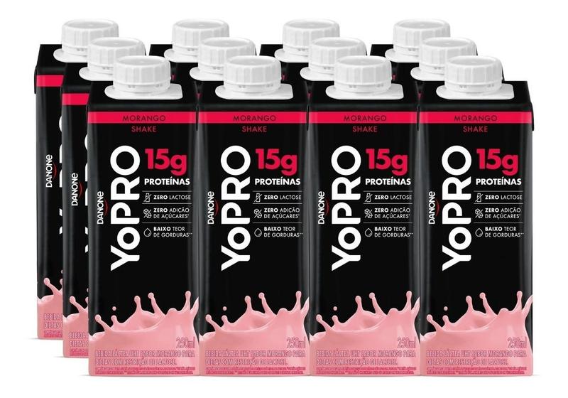 Yopro Danone Morango 15g Proteina - 12 Unidades - Bebida Proteica ...