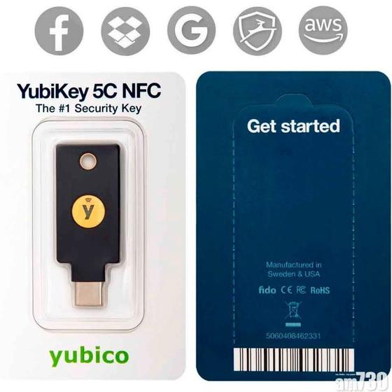 YubiKey 5C NFC Yubico Chave de Segurança Autenticação 2 Fatores Fido ...