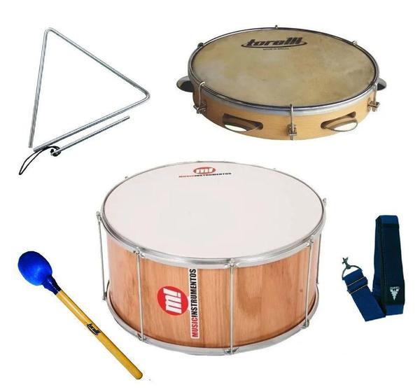 Zabumba + pandeiro + triângulo + correia e baqueta - ASK - Bateria e ...