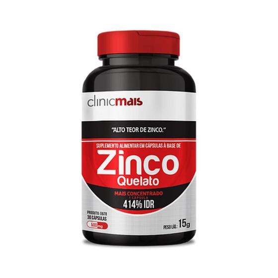 Zinco Quelato 500mg Clinic Mais 30 cápsulas - Chá Mais - Zinco - Magazine Luiza