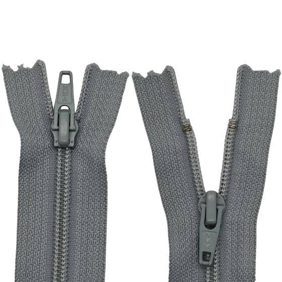 Ziper Cinza Nylon Fixo 15cm Com Cursor Numero 5 - YKK - Bolso Multiuso ...