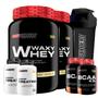 Kit 2x Whey Protein Waxy Whey Pote 900g + 2x BCAA 100g Tangerina + 2x ...