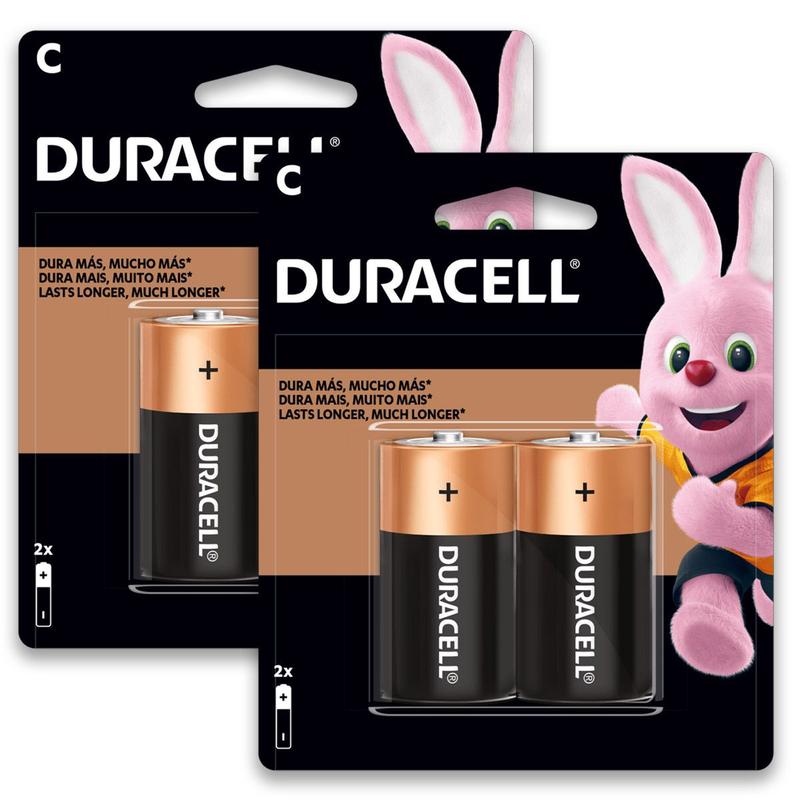 04 Pilhas Alcalina C média DURACELL 2 Cartelas com 2 unidades - Pilhas ...