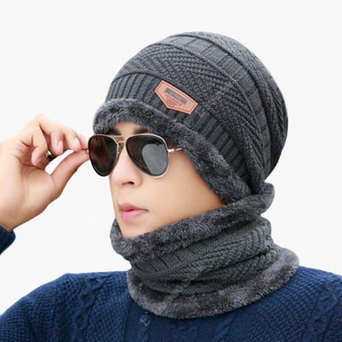 1 Kit Touca De Frio Gorro Forrada E Com Cachecol Gola De Lã - D ...