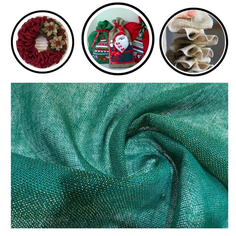 1 Metro Tecido Juta Colorida Com Brilho Castanhal Verde - Tecido Juta ...