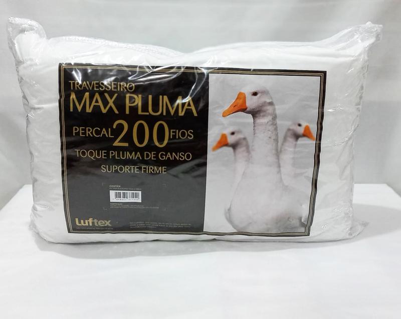 1 Travesseiro Percal 200 Fios Max Toque De Pluma de Ganso 70cm X 50cm ...