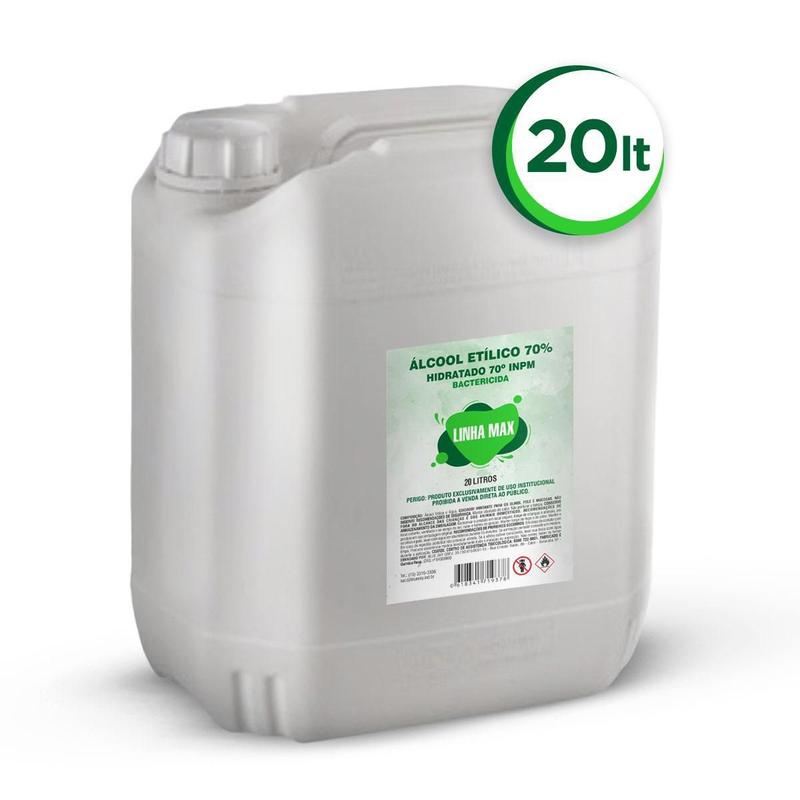 1 Unid 20 Litros Álcoool Etílico Hidratado 70% Inpm Galão - MAX ...