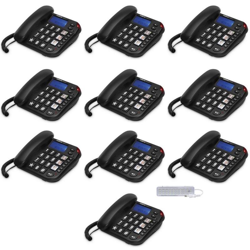 10 Aparelho Telefone Fixo com Bina Viva Voz e teclas grandes ...