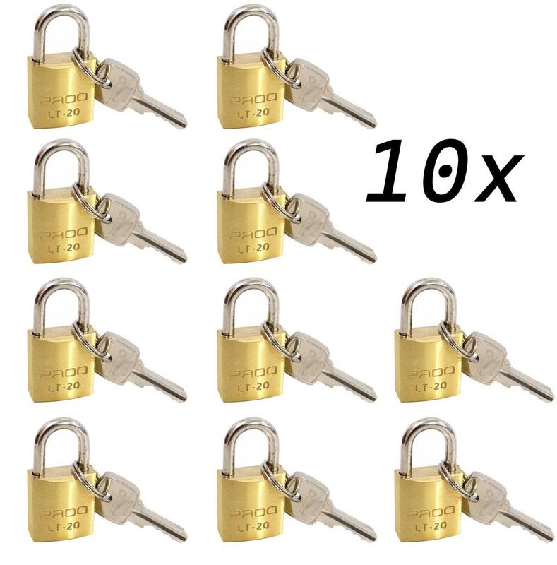 10 Cadeado Pado Lt 20Mm 20 Chaves Não Enferruja Resistente - Cadeados ...