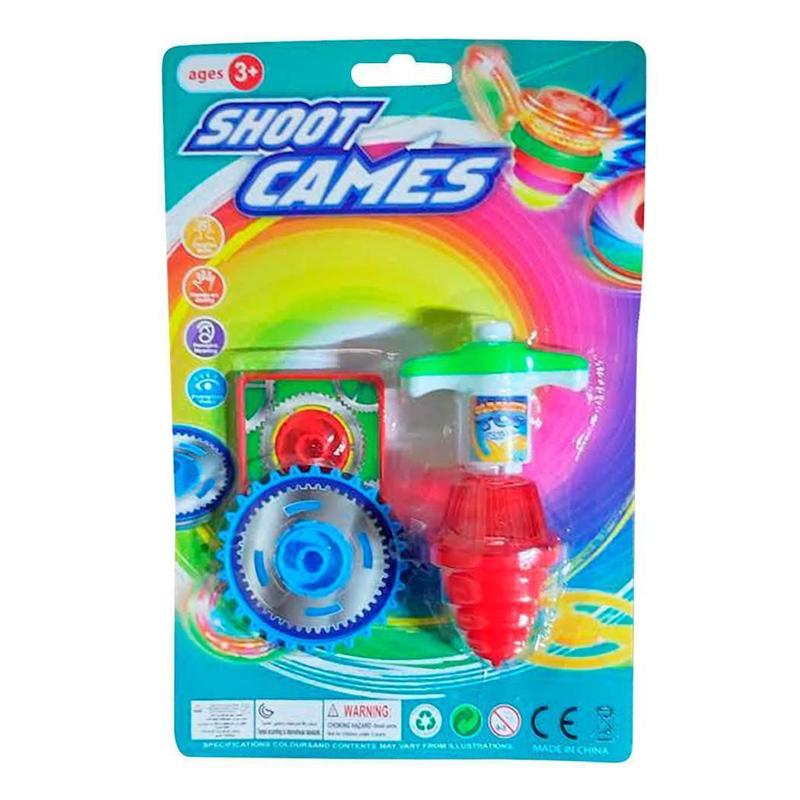 10 Gira Pião Com Luz E Lançador Brinquedo Infantil - Shock - Pião ...