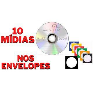 10 Mídia Virgem Multilaser DVD-R Nos Envelopes Grava Jogo Ps2 ...