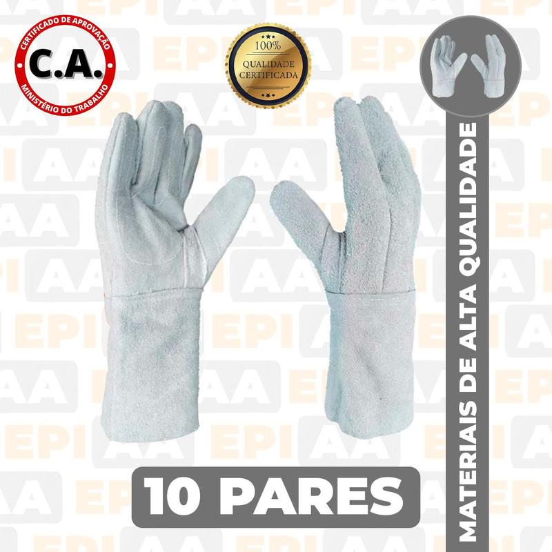 10 Pares De Luva Couro Raspa Punho 15 (Longo) Epi - EPI AA - Luva de ...