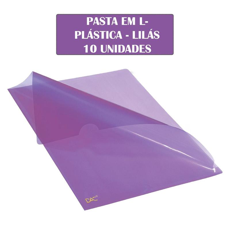 10 Pastas Plástica L A4 Ofício Lilás 220mm x 300mm - Dac - Pasta L ...