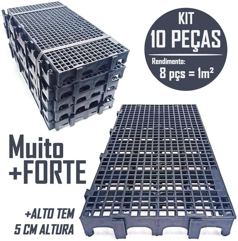 10 Pçs Pallet Plástico Estrado 5 x 25x50 Preto +Forte e Alto - PML ...