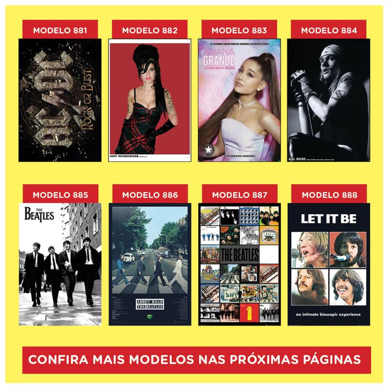 10 placas decorativas Bandas de Rock Show e Poster - modelo 881 até 960 ...