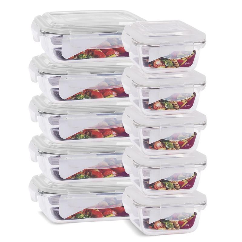 10 Potes Herméticos Tamanhos Variados Marmita 640ml e 320ml - Casa ...