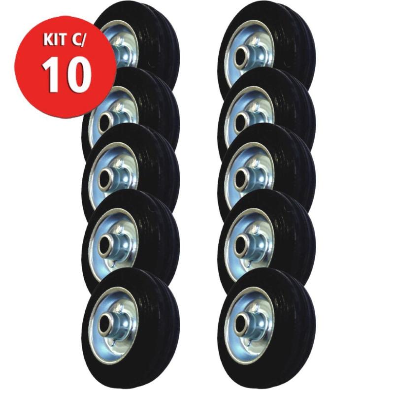 10 Roda Borracha Maciça 4 Polegada Rolamento Rolete Beltools ...