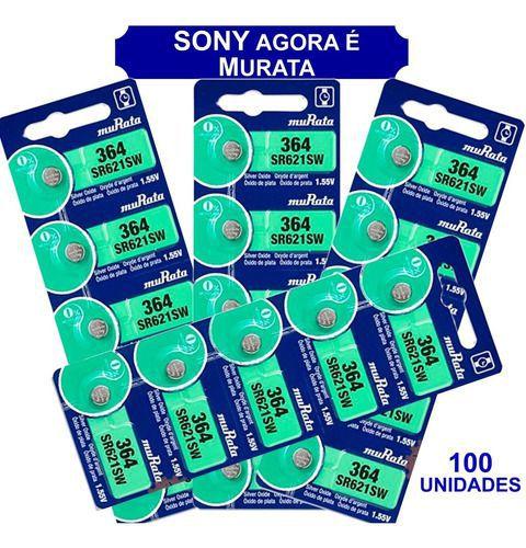 100 Baterias Sony 364 Sr621sw Ag1 Sr621 Original Relógio - Pilhas ...