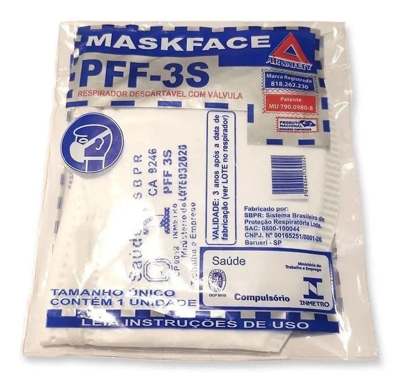 100 Máscara Descartável PFF3 Branca Com Válvula Maskface - AIR SAFETY ...