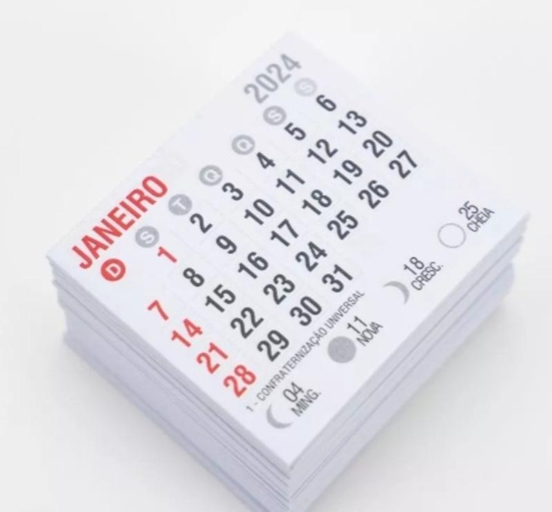 100 Mini Calendários 4,5x5cm 2024 DESTACADOS - TikTak - Calendário ...