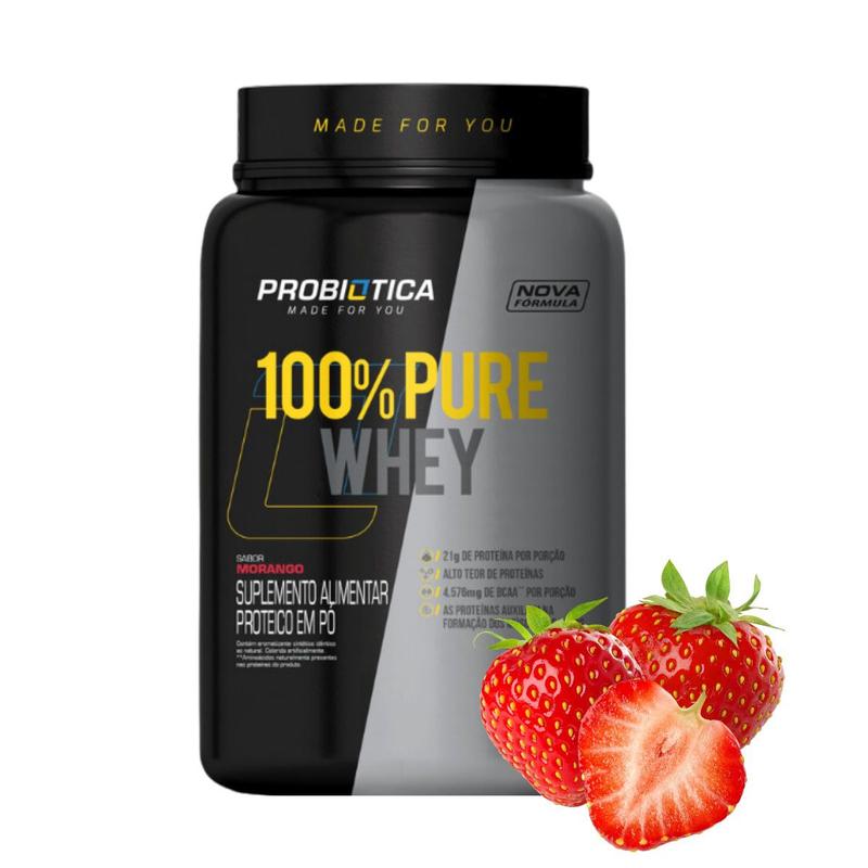 100% Pure Whey Pote 900g - Probiótica Suplemento Em Pó Wei Protein ...