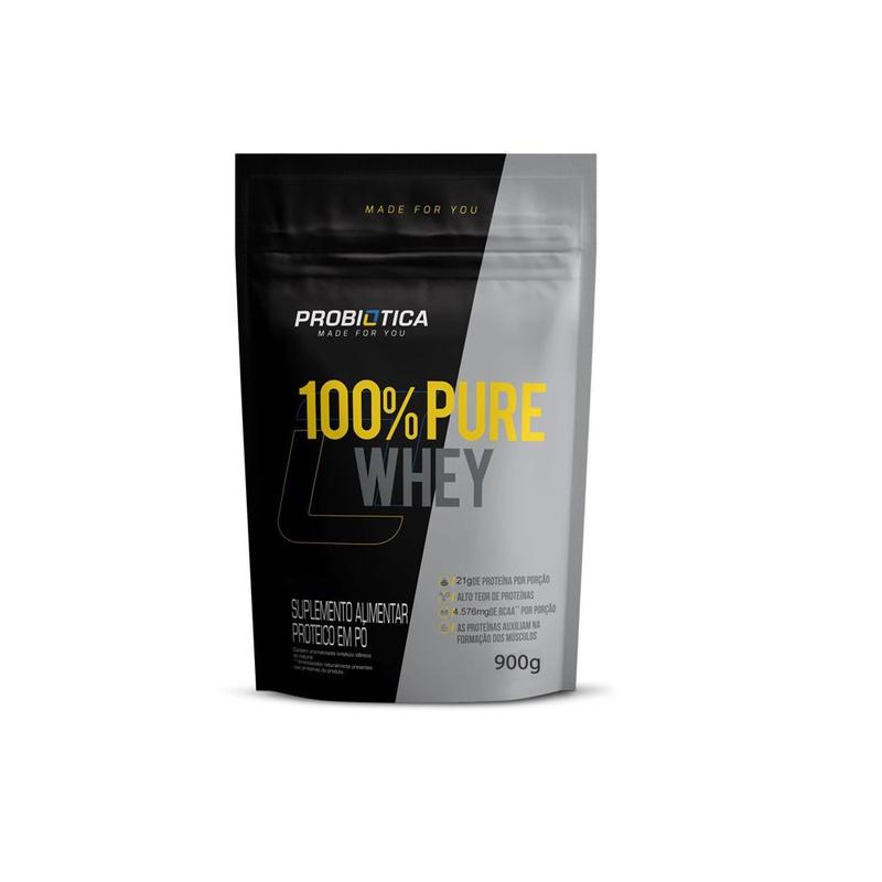 100% Pure Whey Refil 900g - Probiotica - Whey Protein - Magazine Luiza