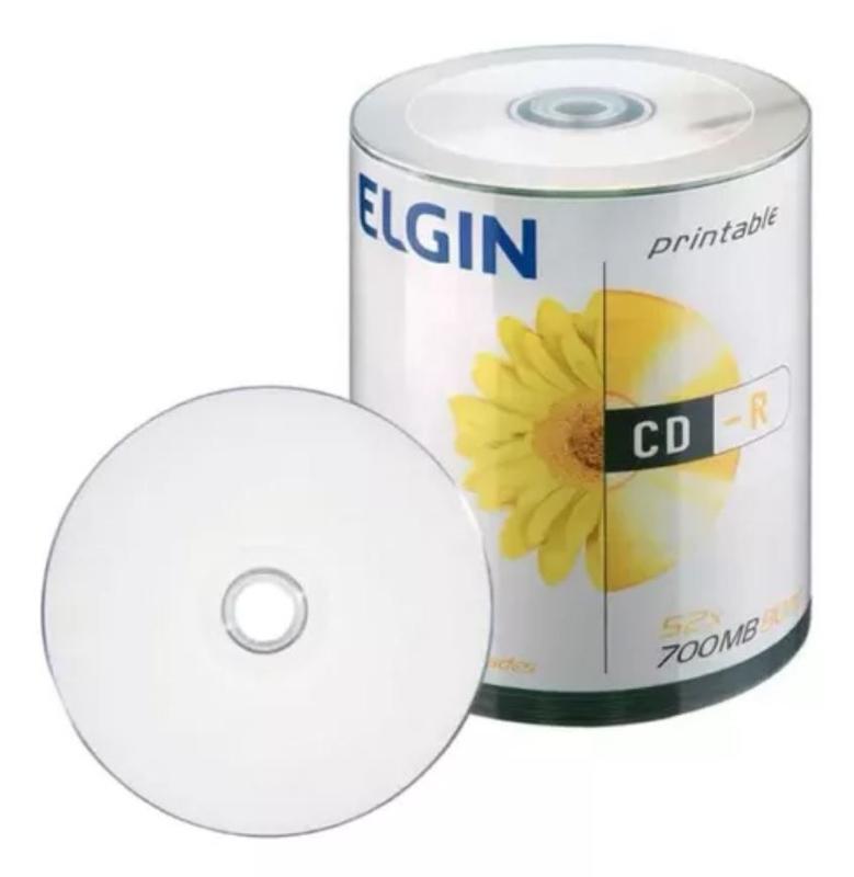 100 Unidades CD-R Elgin PRINTABLE 80MIN 700MB 52X Pino c/100 - CD ...