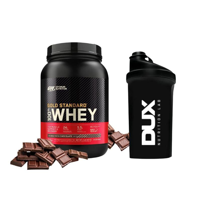 100% Whey Protein Gold Standard isolado (907g) + Coqueteleira DUX ...