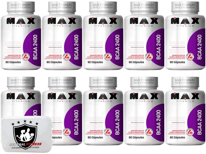 10x Bcaa 2400mg 60 Cápsulas Max Titanium + Porta Cápsulas - BCAA ...