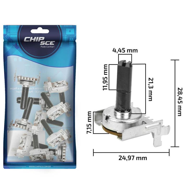 10x Potenciômetro Linear Rotativo 50Kb c/ 7 Terminais (6+1) - CHIPSCE ...