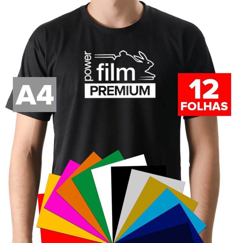 12 Cores - Filme de Recorte Termocolante Power Film Premium 12 Folhas ...