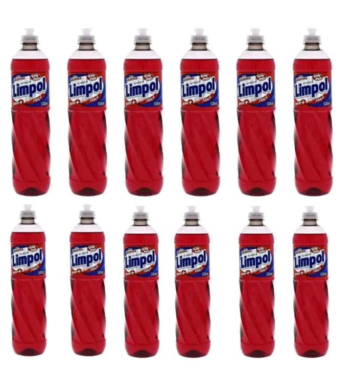 12 Detergente Líquido Maçã frasco 500ml - Limpol - Detergente ...